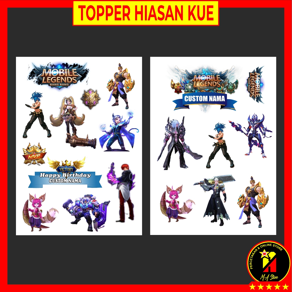 Jual Topper Karakter ML Mobile Legends Hiasan Kue Ulang tahun Bahan ...