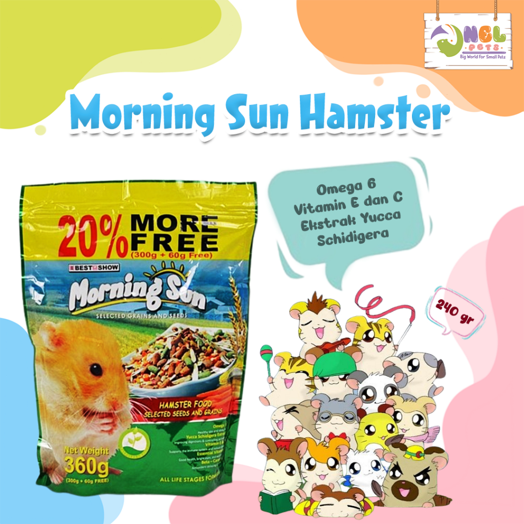 Jual Makanan Hamster MORNING SUN 360gr SEEDS & GRAINS/hamster food/biji ...