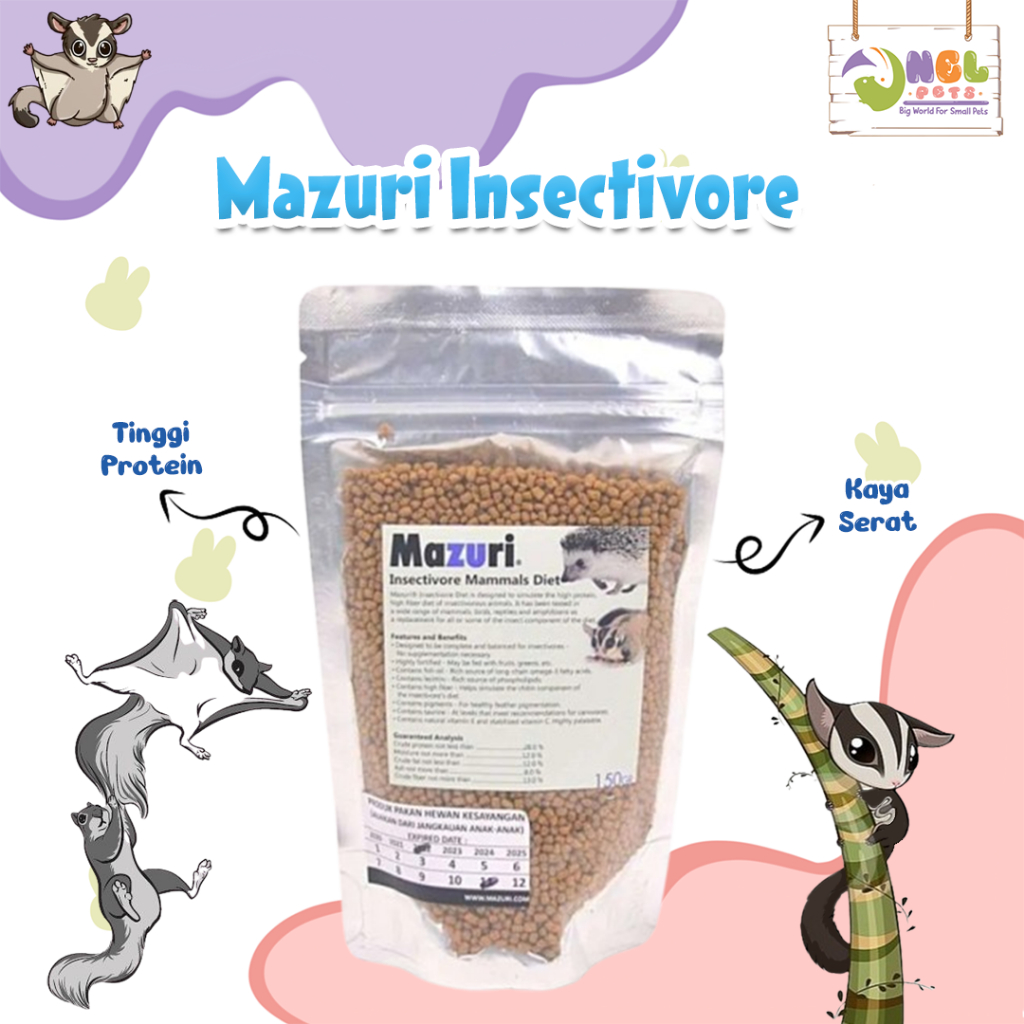 Jual MAZURI INSECTIVORE MAMMALS 150GR MAKANAN LANDAK MINI SUGAR GLIDER ...