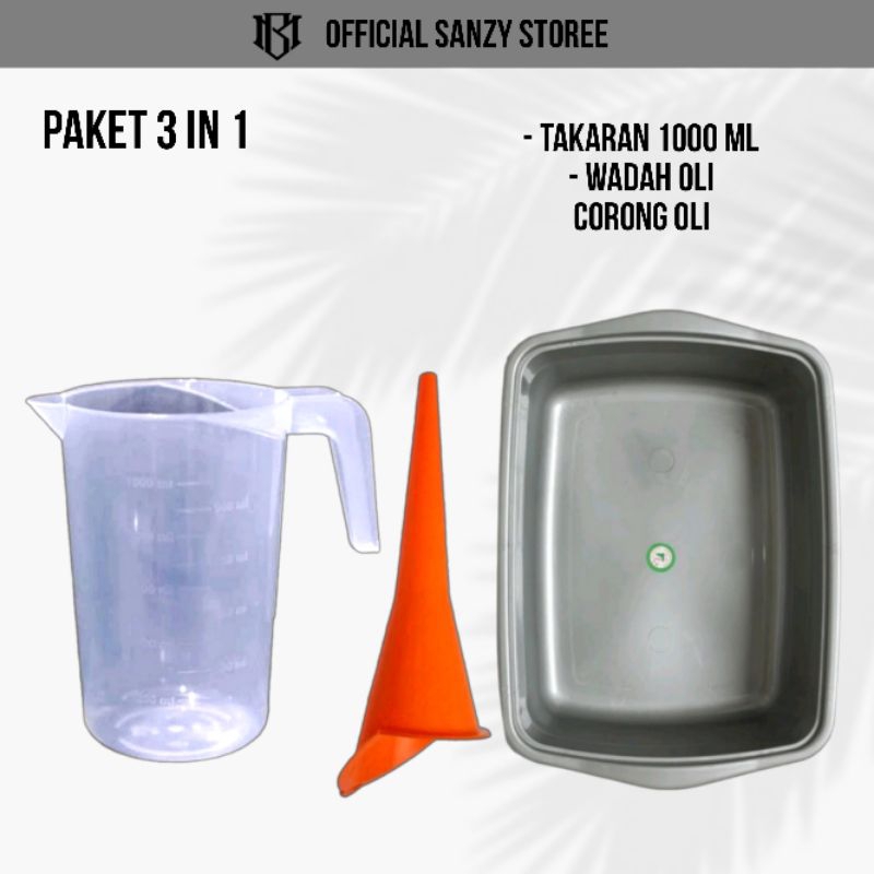 Jual PAKET KOMPLIT 3 IN 1 WADAH OLI BEKAS + CORONG OLI + TAKARAN 1000 ML | Shopee Indonesia