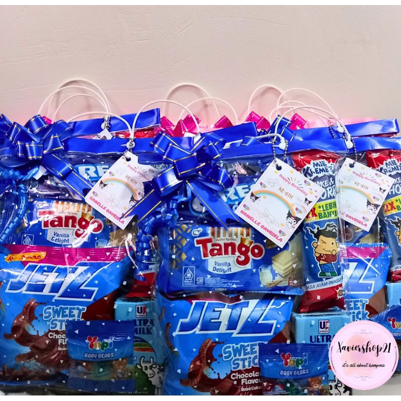 Jual PAKET SNACK ULTAH TEMA BIRU (FREE CARD) | Shopee Indonesia