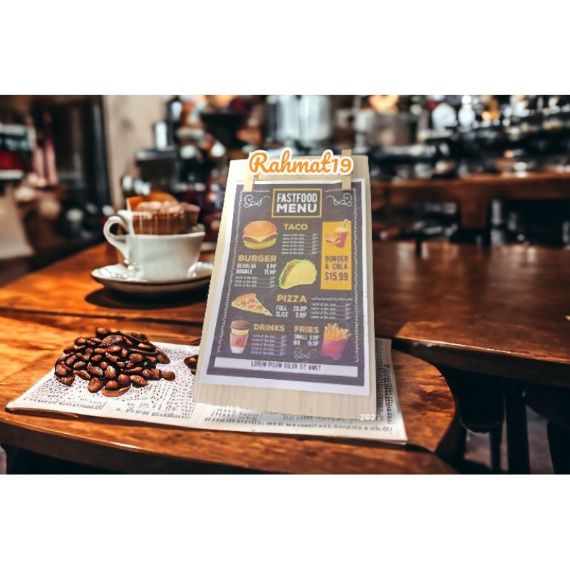 Jual Wooden menu board/Buku menu A6 bahan jati Belanda / papan menu ...