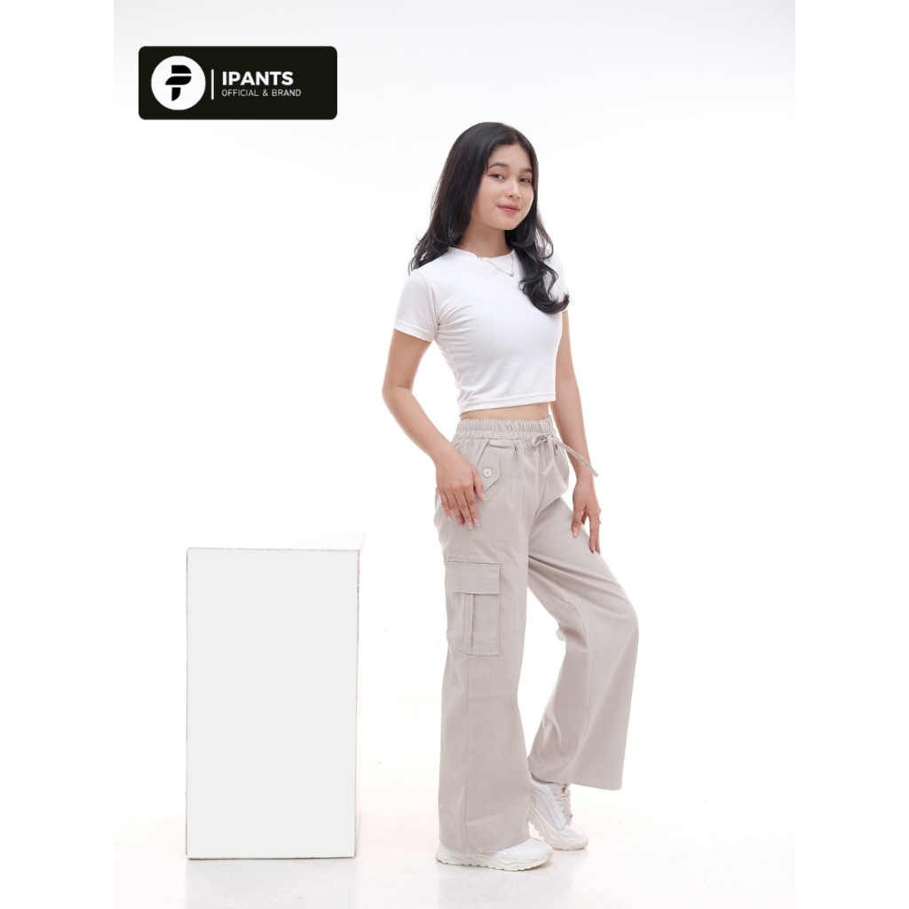 Jual IPANTS Celana Cargo Wanita Highwaist Loose Premium Korea Kelly Pants Kulot Kargo Panjang ...