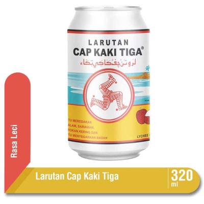 Jual Cap Kaki Tiga Larutan Penyegar Leci Kaleng 320 ml | Shopee Indonesia