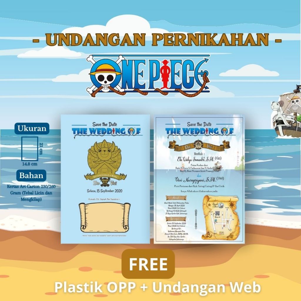 Jual Undangan Tema Kartun One Piece Kertas Tebal | Shopee Indonesia