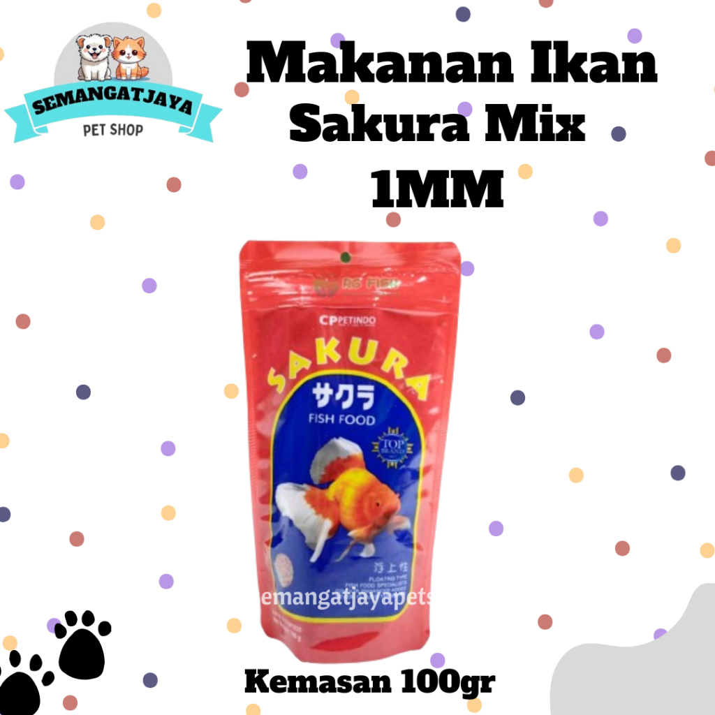 Jual Pelet / Pakan Ikan Sakura Fish Food 1 mm Mix 100 gram SAKURA MIX ...