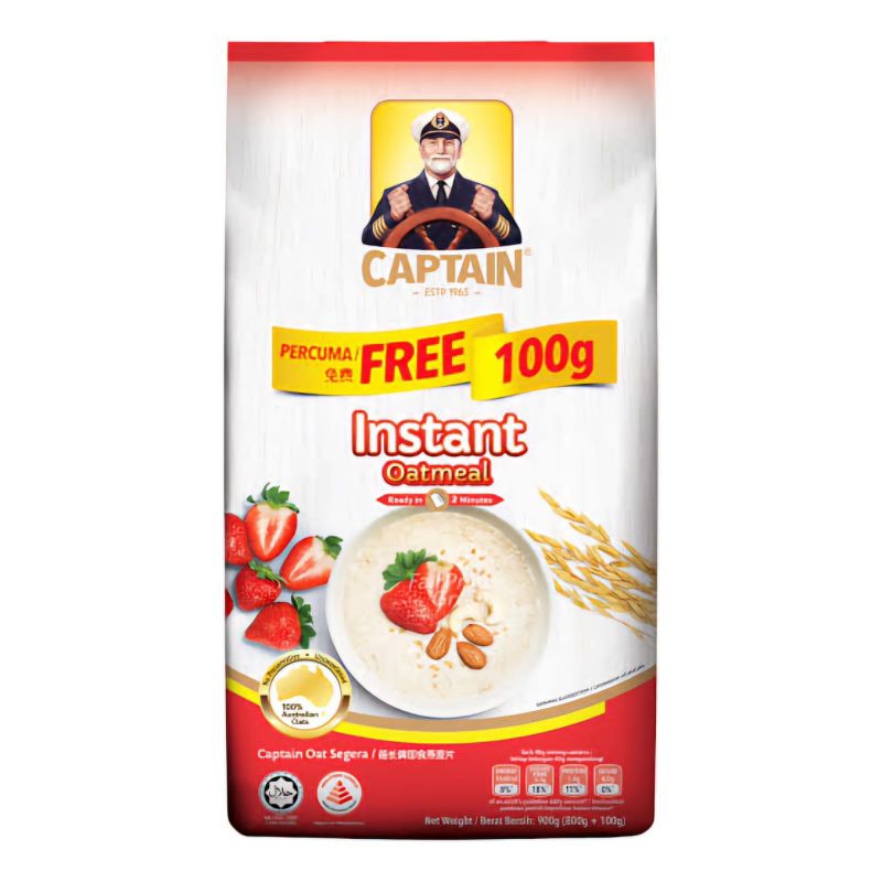 Jual Captain Oat Instant Oat Meal 800Gr + 100Gr (KEMASAN BARU) | Shopee ...