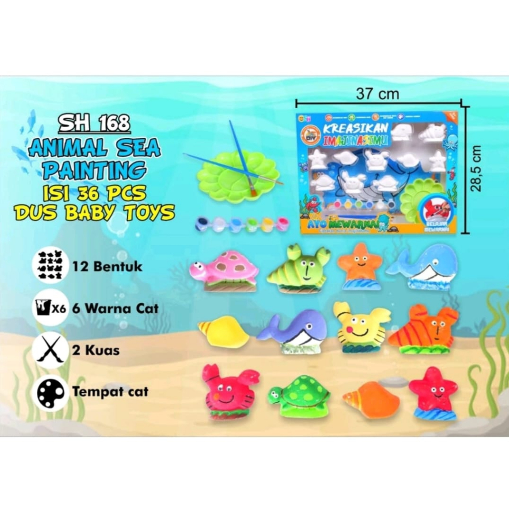 Jual MAINAN ANAK MURAH MEWARNAI PATUNG ANIMAL LAUT DIY SH168 CAT LUKISAN WARNA PATUNG KREASIKAN ...