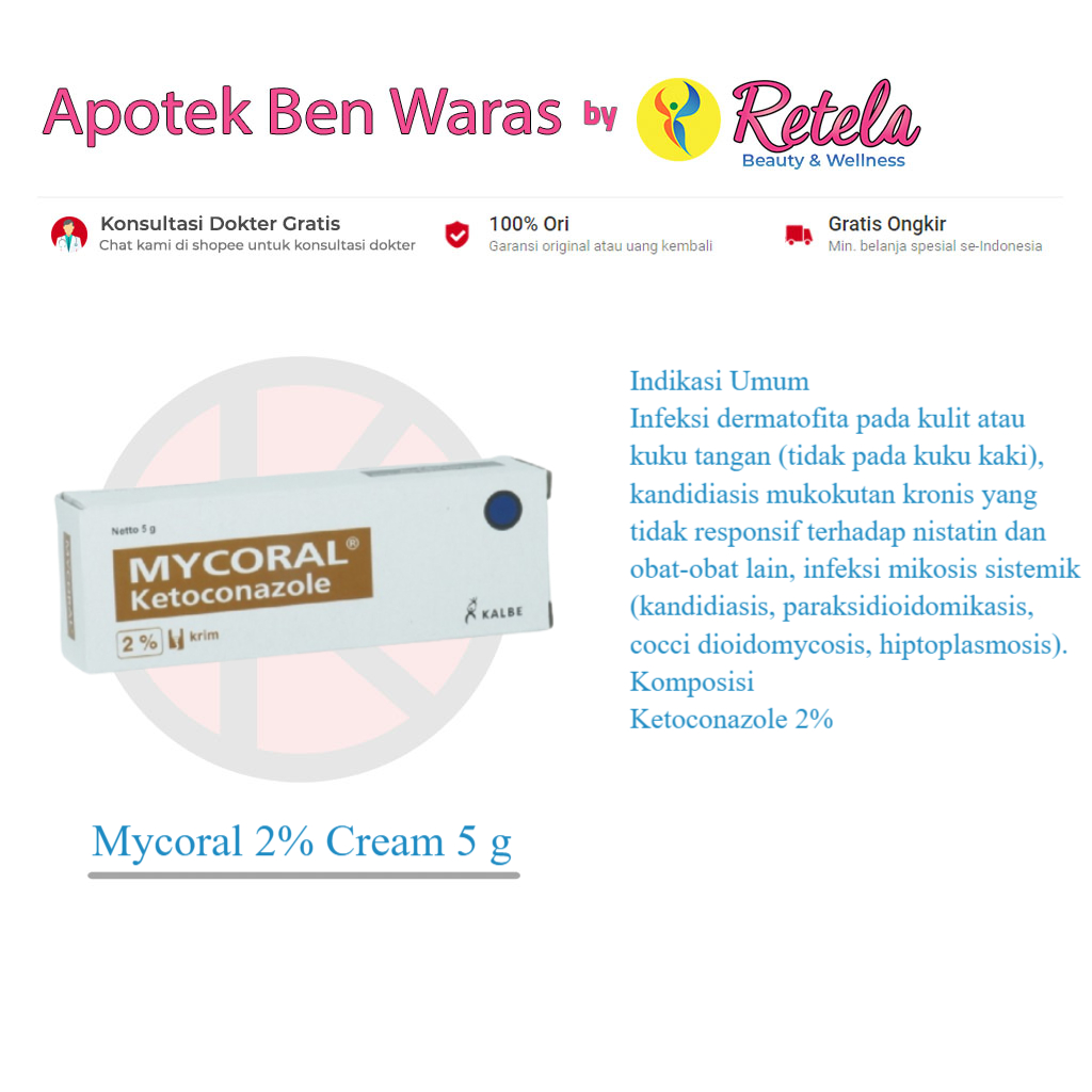 Jual Mycoral 2% Cream 5 g / Ketoconazole | Shopee Indonesia