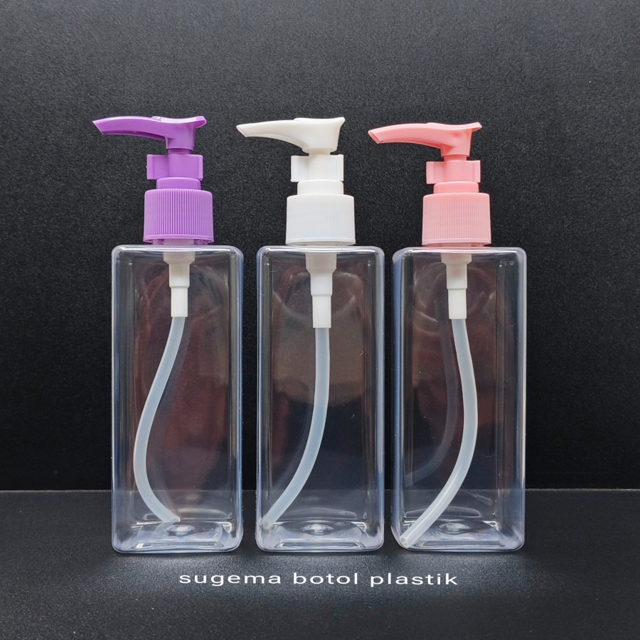 Jual Botol Pump Clip 250ml Pet Kotak Bening / Botol Plastik 250 Ml Pump Clip Lock Pet Tebal ...
