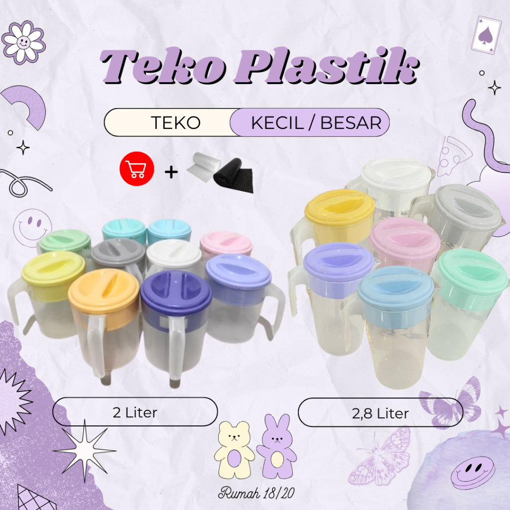 Jual Teko Air Plastik Kecil Besar / Teko 2 Liter 2,8 Liter / Teko Air ...