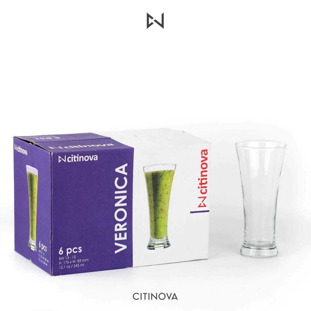 Jual Gelas Kaca Citinova Veronica 345ML (1 SET 6PCS) | Shopee Indonesia