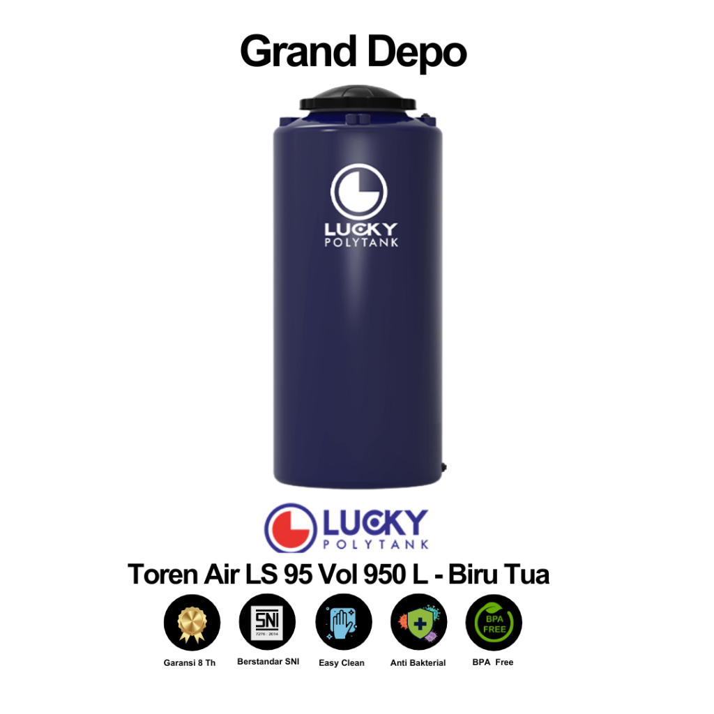 Jual Lucky Polytank Toren Air 950 Liter LS 95 Biru Tua | Shopee Indonesia