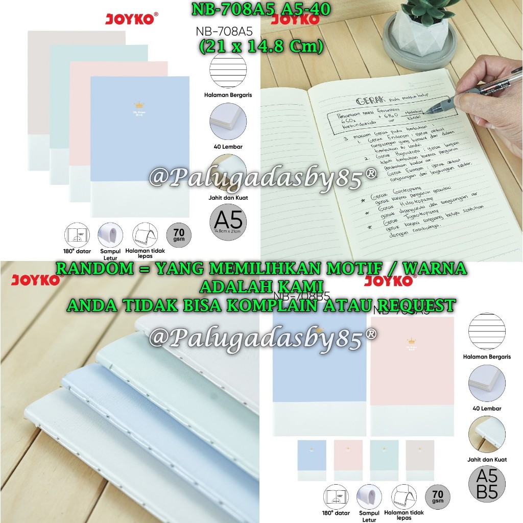 Jual (1 Biji) GROSIR Buku Tulis JOYKO NB-708A5 A5 40 Lembar / Ruled ...
