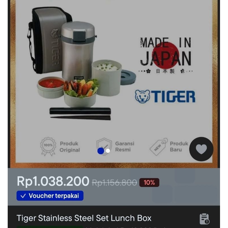 Jual Tiger Japan Stainless Steel Set Lunch Box + Garpu Anak Stainless ...