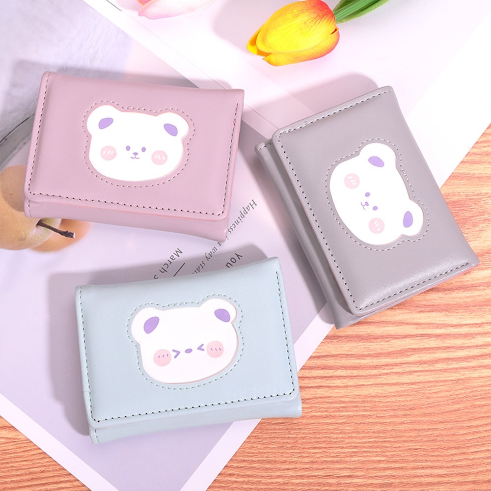 Jual Dompet Lipat Wanita Simple Bear Cute Trifold Dompet Wanita Pendek ...