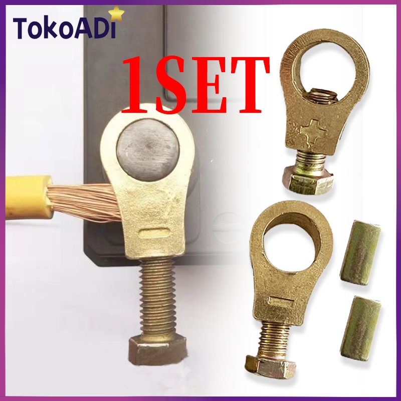 Jual 1Pasang Terminal Baterai Tembaga Murni Terminal aki mobil Konektor ...