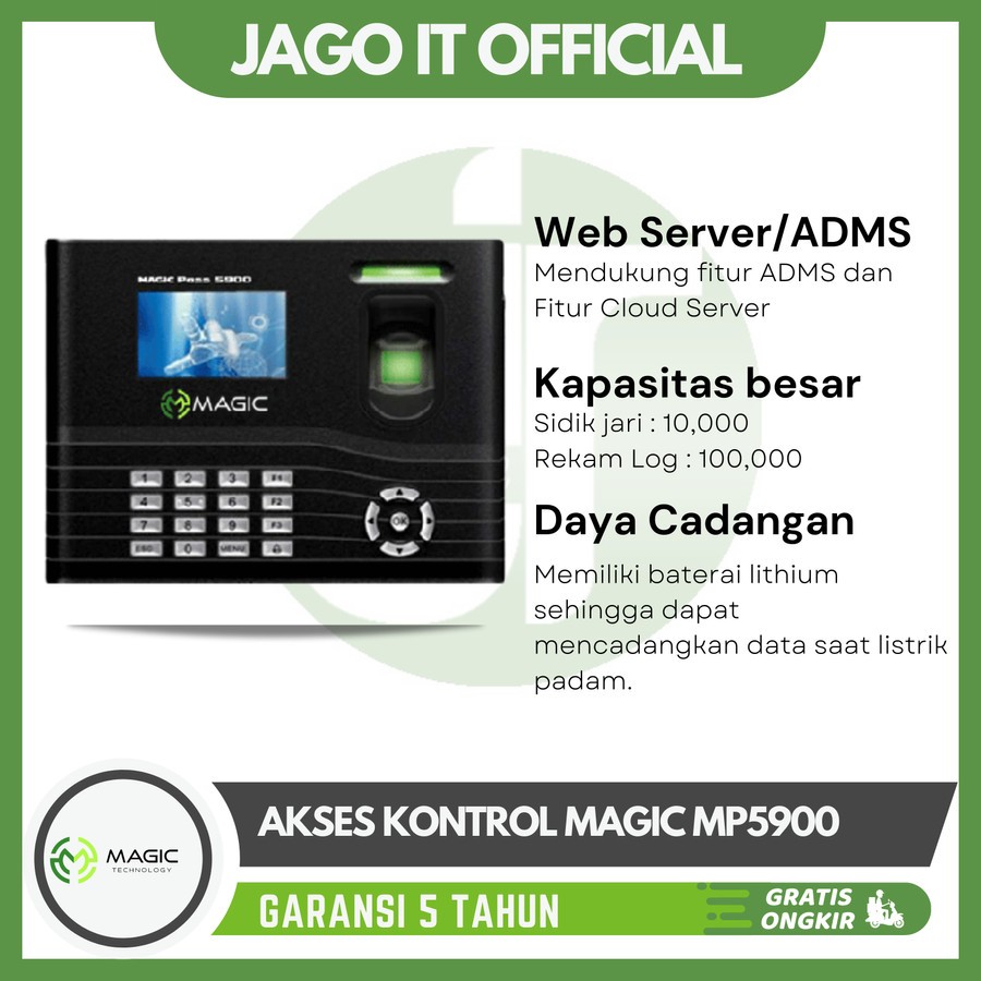 Jual Mesin Absensi | Mesin Absen Fingerprint Magic MP5900 | Akses Pintu ...