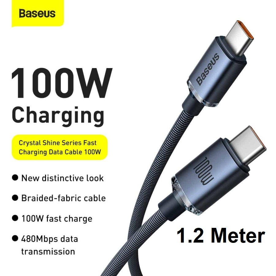 Jual Kabel Data BASEUS ORIGINAL Tungsten Gold 1M 2M Type C to Type C 100W 5A Super Fast Charging ...