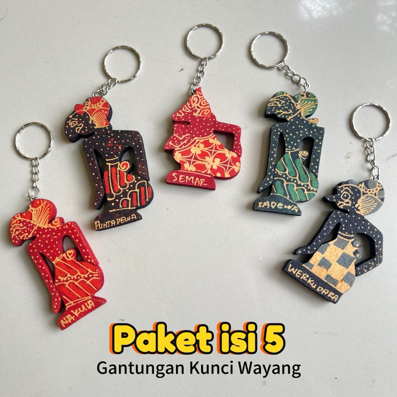 Jual PAKET 5pcs Gantungan Kunci Wayang Batik Lukis Souvenir Oleh Oleh Khas Jogja Indonesia ...