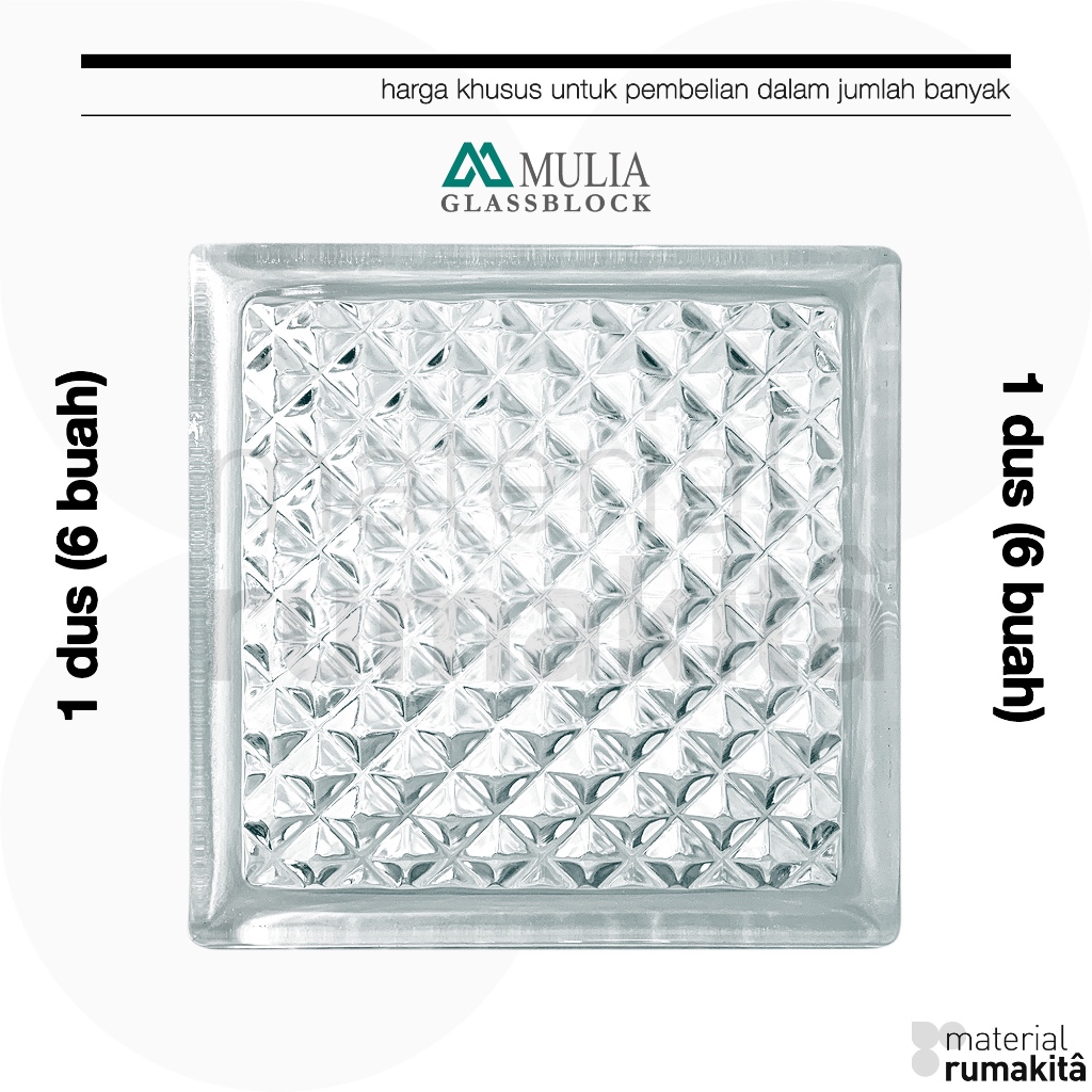 Jual GLASS BLOCK MULIA CLEAR / GLASSBLOCK DINDING - 1 DUS 6 BUAH ...