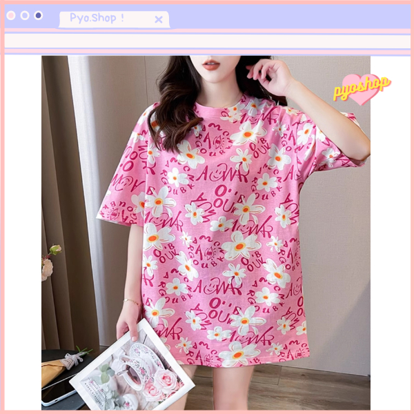 Jual Oversize Kaos Import Lengan Pendek Bunga DAISY Huruf | Shopee ...