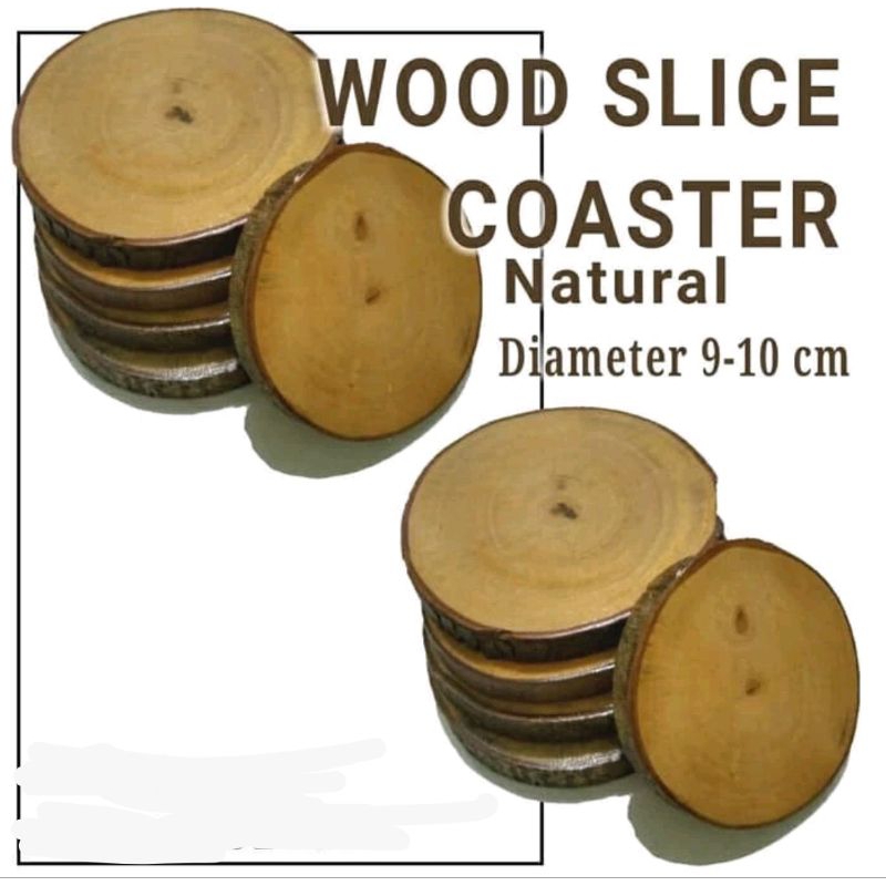 Jual Natural wood coaster 9-10 cm tatakan kayu bulat alami | Shopee ...
