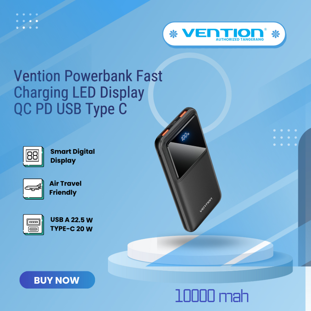 Jual Vention Powerbank Fast Charging LED Display QC PD USB Type C ...