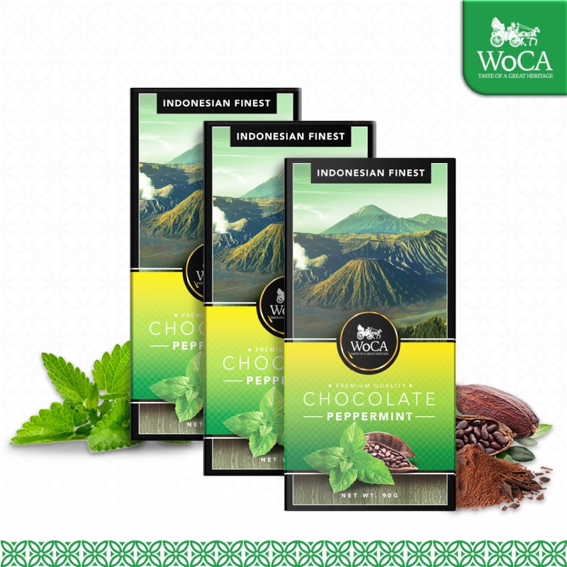 Jual WoCA Premium Chocolate Indonesian Finest Peppermint 90 gr X 3 Bars ...
