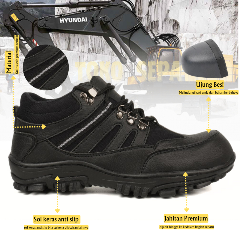 Jual Sepatu Safety Boots Pria Original Safety Shoes Boot Ujung Besi ...