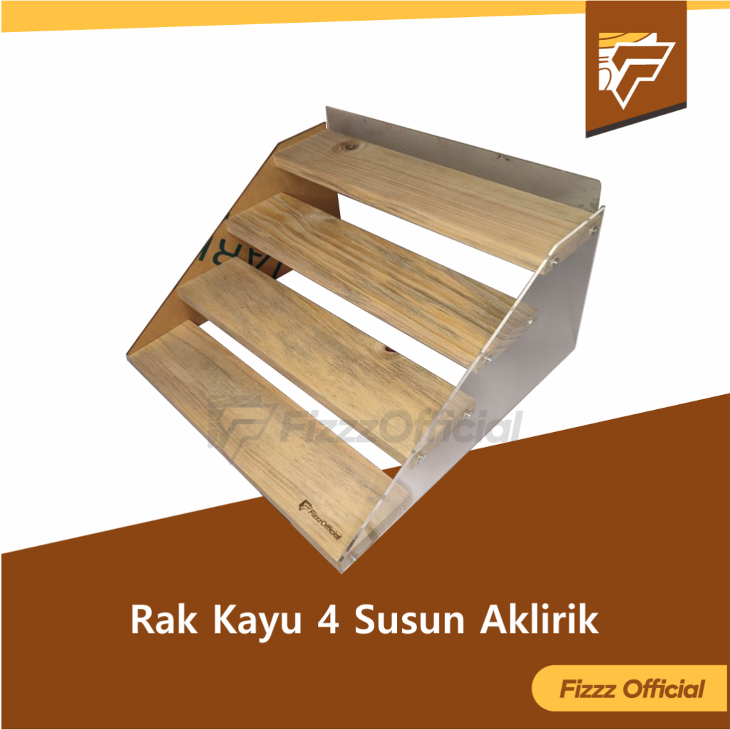 Jual Rak Kayu 4 Susun Akrilik BENING Kayu Aesthetic Tempat Penyimpanan ...