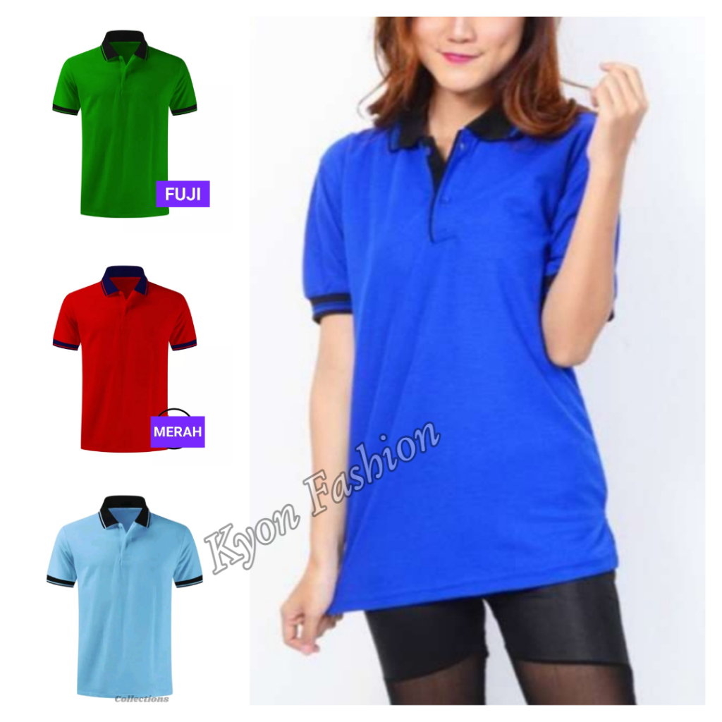 Jual COD-Baju Kaos Polo Kerah Wanita Lengan pendek/PoloShirt Wanita/Kaos Polos Wanita/Kaos ...