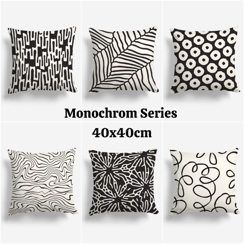 Jual SARUNG BANTAL SOFA PRINT MOTIF ABSTRAK MONOKROM HITAM PUTIH 40X40 ...