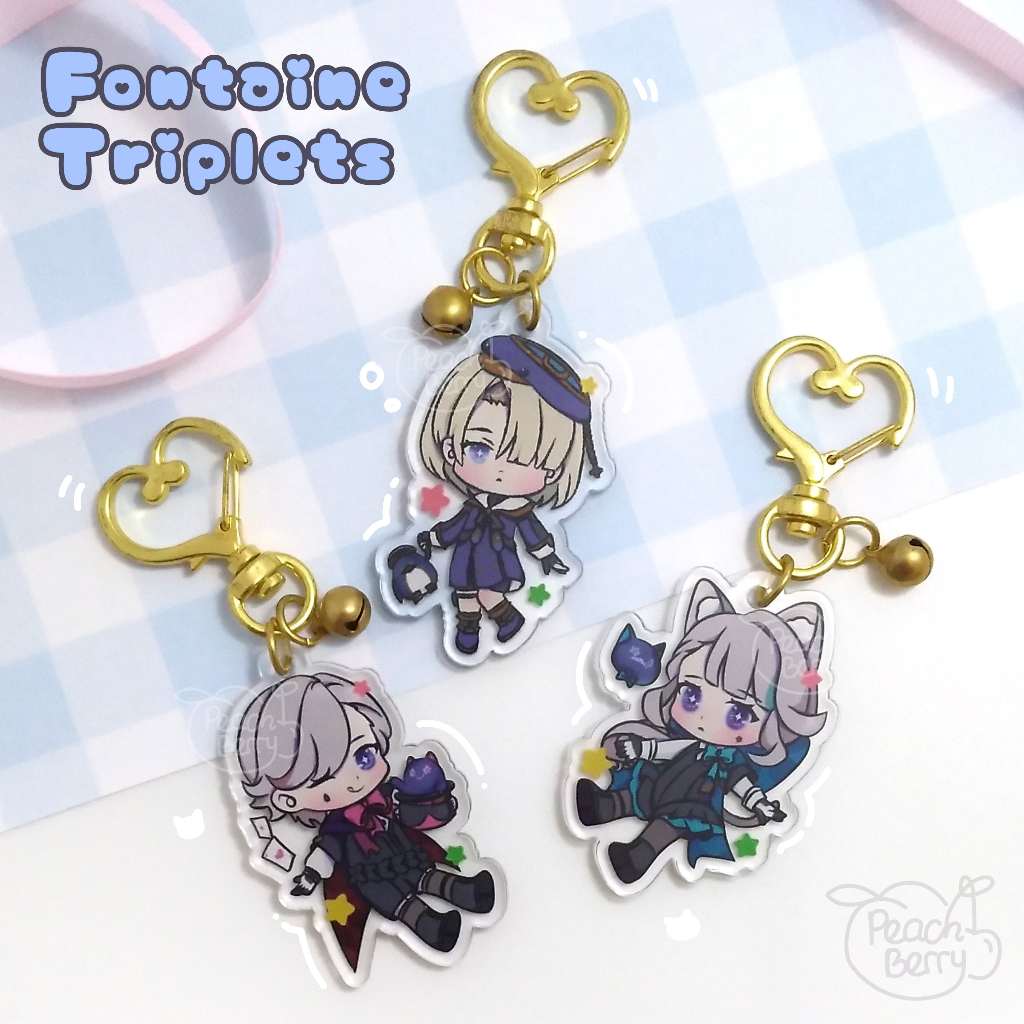 Jual [Peachberry] Fontaine Triplets Keychain Lyney Lynette Freminet ...
