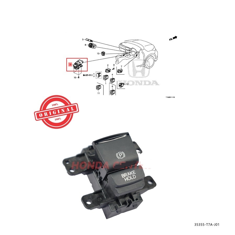 Jual Switch saklar parkir rem tangan brake hold hrv 2015 2016 2017 2018 ...