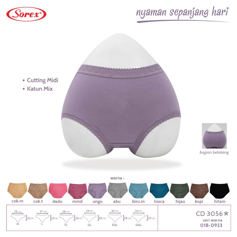 Jual [ 6pc ] CD Sorex 3056 | Sorex Celana Dalam Wanita Big Size Cutting ...