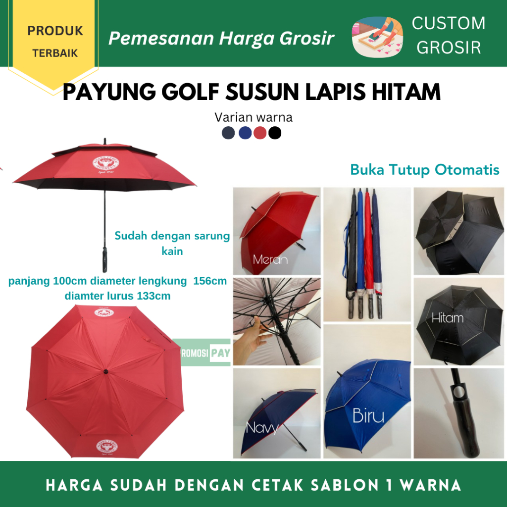 Jual [ payung custom grosir ] payung ukuran besar jumbo golf susun ...