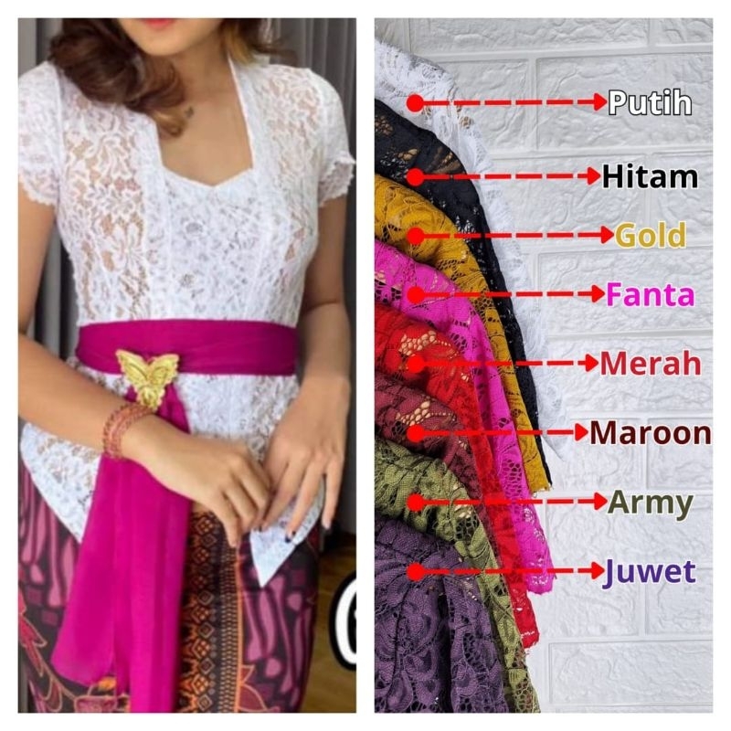 Jual Kebaya Bali Brokat Sofia Strecth Lengan Pendek Model Lilit ...