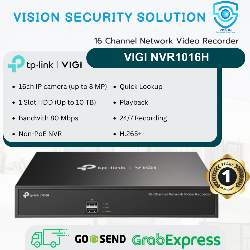 Jual VIGI by TP-Link NVR1016H 16ch Non-POE 1 HDD H.265+ NVR IP VIGI - Garansi Resmi | Shopee ...
