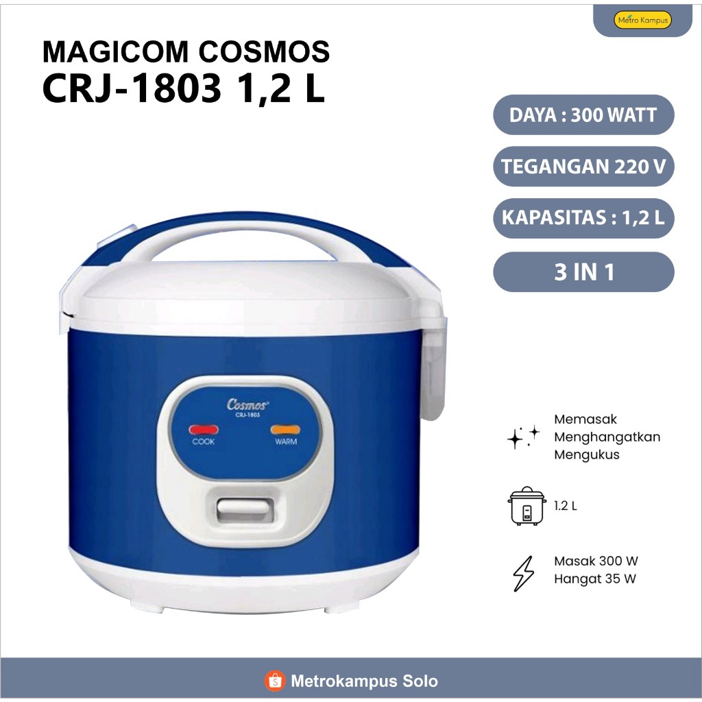 Jual Rice Cooker Cosmos CRJ-1803 / Magic Com Penanak Nasi 1.2Liter ...
