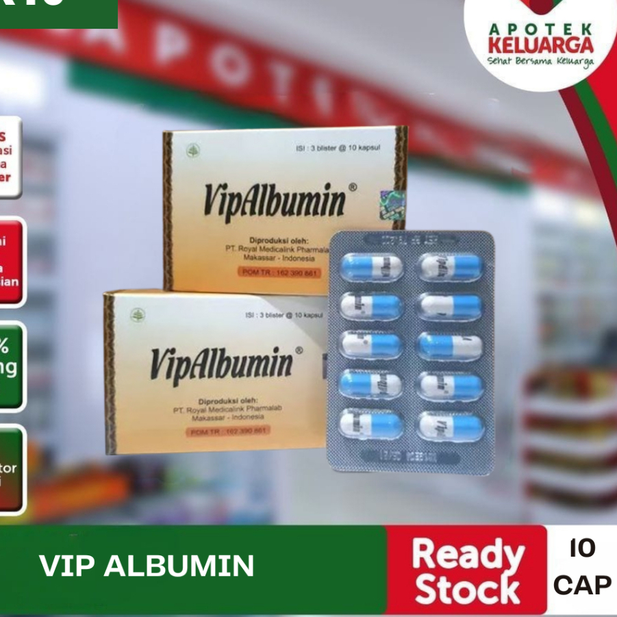 Jual Vip Albumin 10 kapsul (1 box) #PENYEMBUH LUKA OPERASI | Shopee ...