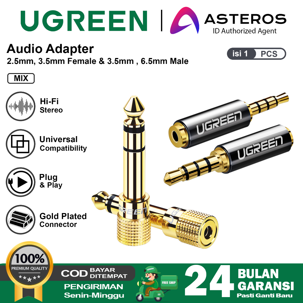Jual UGREEN Kabel Audio Jack 3.5mm To 6.35mm/6.5mm & 2.5mm Male/Female Adapter Converter HiFi ...