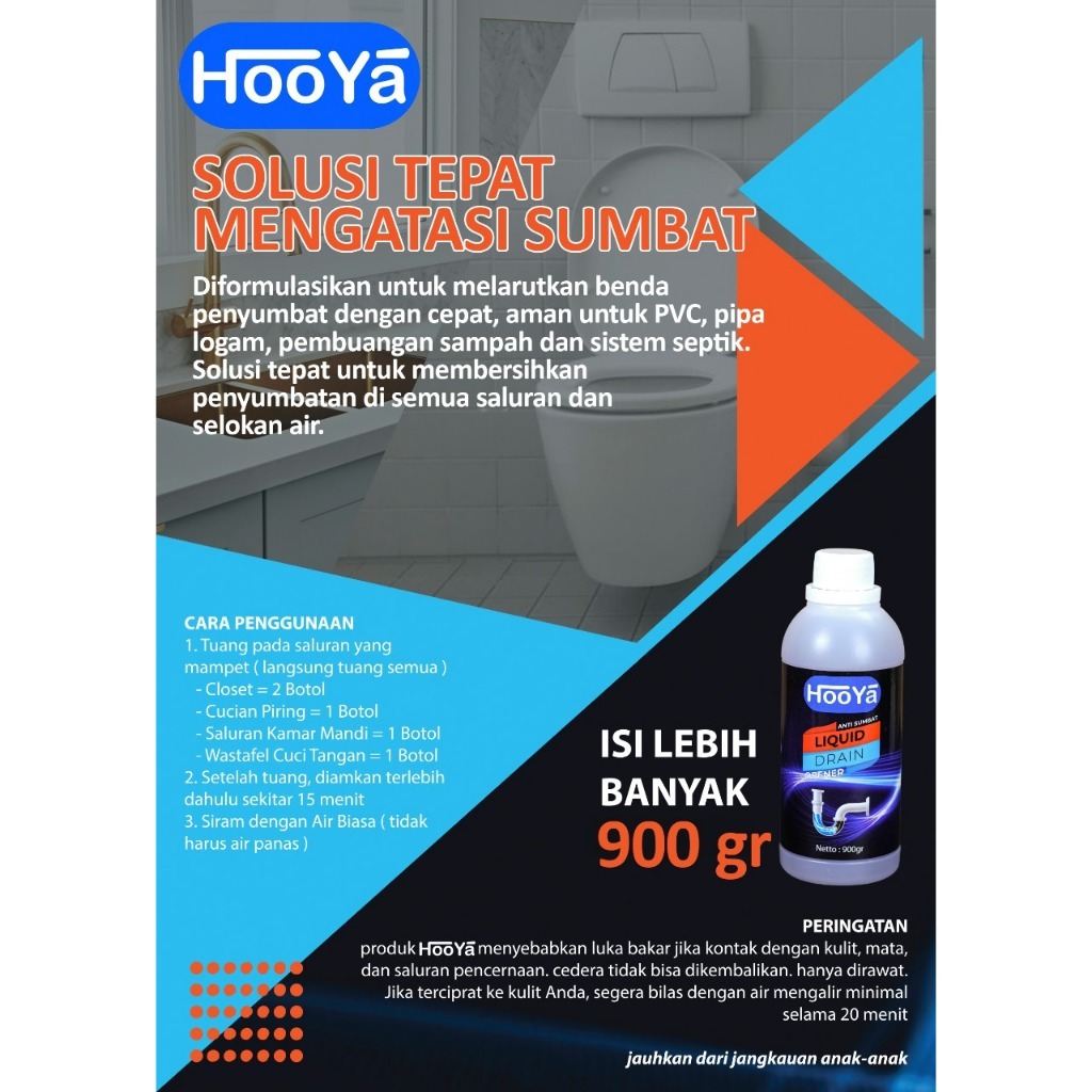Jual PROMO!!! HOOYA Liquid Drain 900Gram Cairan Anti Sumpat Saluran Air ...