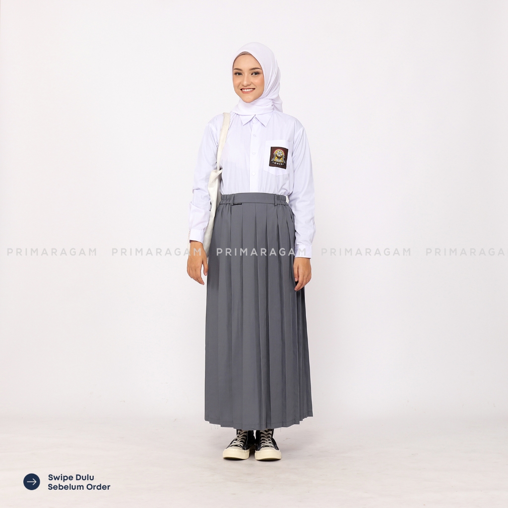 Jual Primaragam Rok Sekolah Sma Abu Abu Rempel Panjang Plisket Lipit Atas | Shopee Indonesia