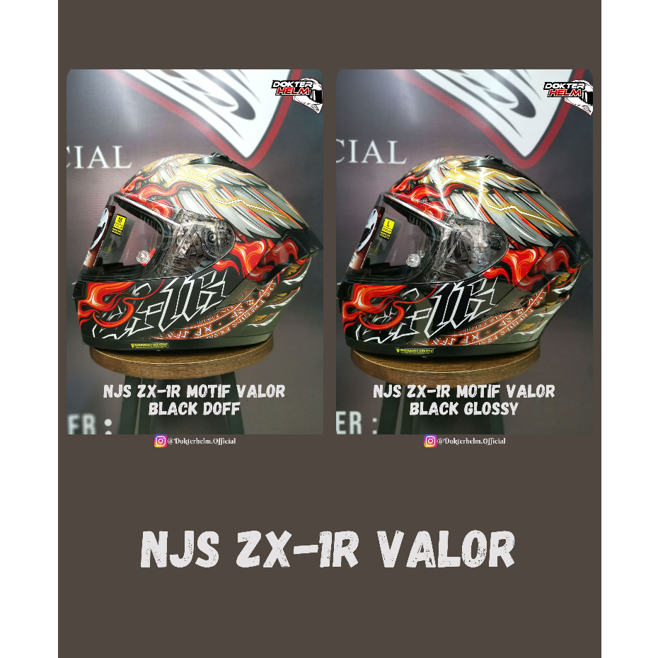 Jual HELM NJS FULL FACE ZX-1R ZX1R MOTIF VALORFLAT VISOR SNI ORIGINAL ...