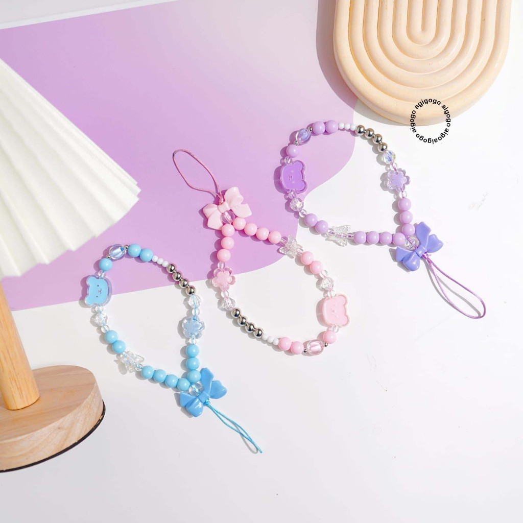 Jual Phone Strap Charm Bears Beads Gantungan Hp Manik Manik - Tali ...