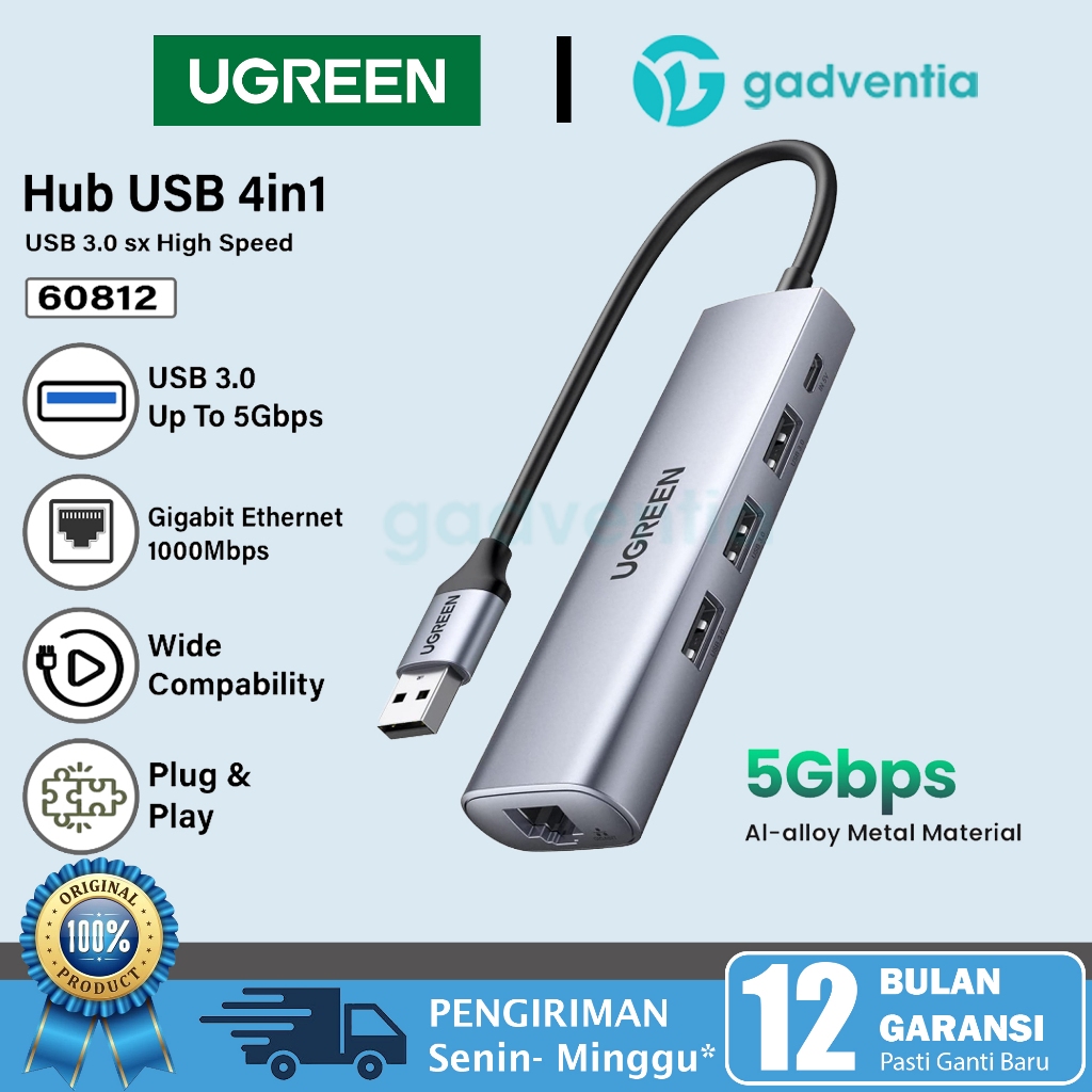 Jual Ugreen Kabel Ethernet USB 3.0 Adapter To Cable Lan RJ45 1000Mbps ...