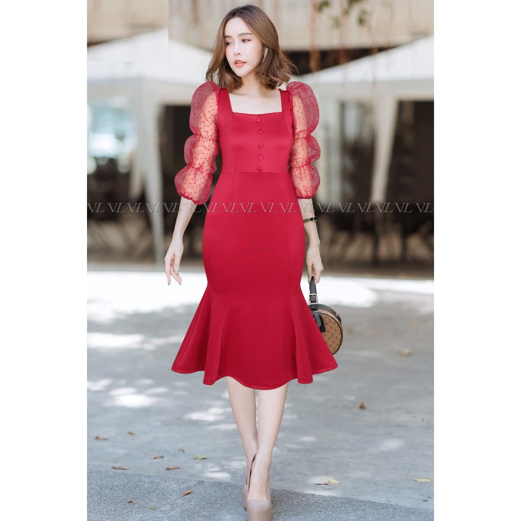 Jual Dress Scuba Wanita LooWear Terbaru Model Rok Mermaid Lengan ...
