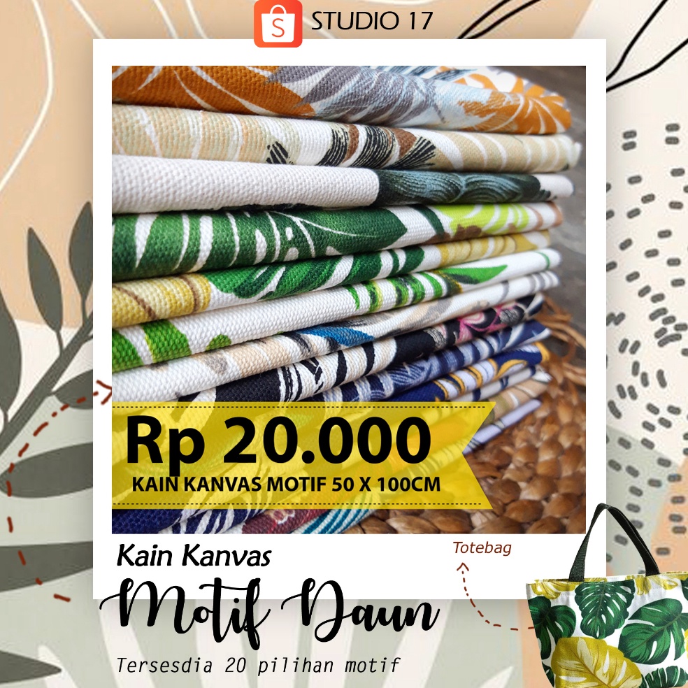 Jual 44 SALE Kain Kanvas Katun Motif Size 1cm x 5cm Tebal 12oz Bermotif ...