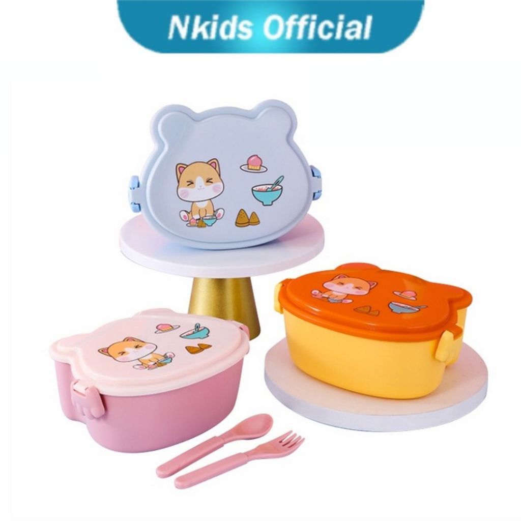Jual Lunch Box Set Karakter Lucu / Tempat Makan 3 Sekat Anak Motif Dino 800ML BPA FREE | Shopee ...